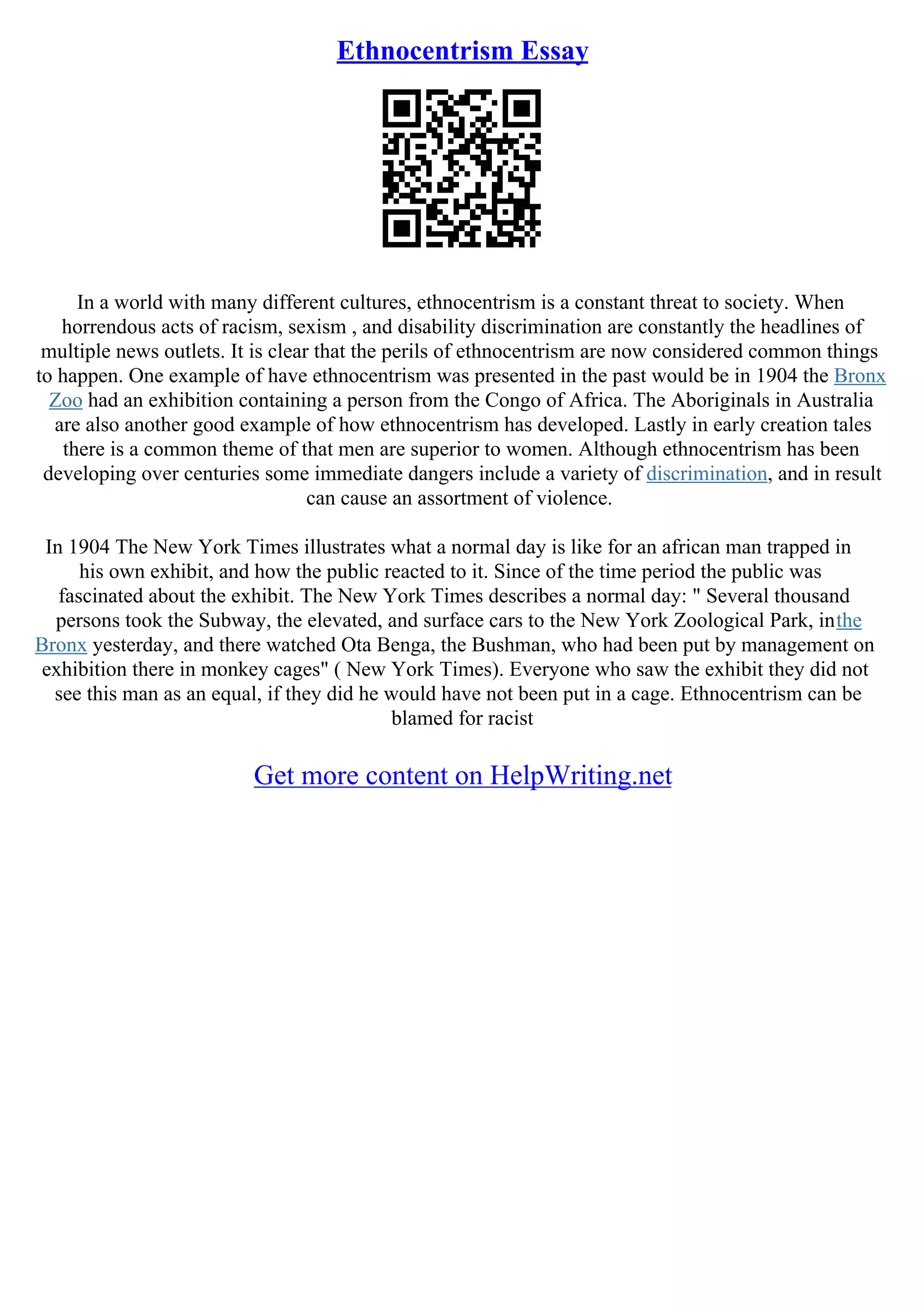 Ethnocentrism Essay | PDF