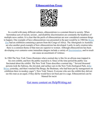 Ethnocentrism Essay | PDF