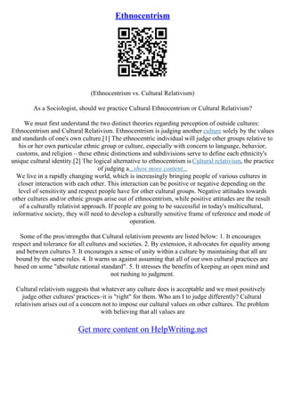 Ethnocentrism Essay | PDF