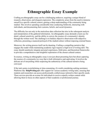 Ethnographic Essay Example | PDF
