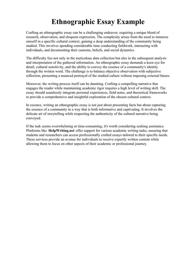 Ethnographic Essay Example | PDF