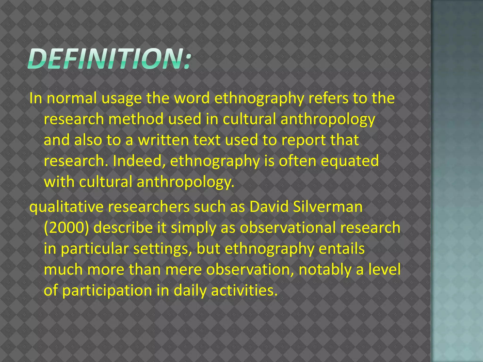 Ethnographic methods in Entrepreneurship Research | PPTX