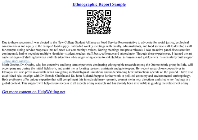 Ethnographic Report Sample | PPT