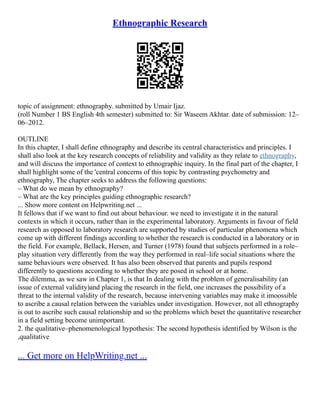 Ethnographic Research | PDF