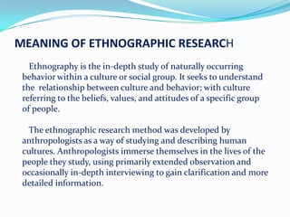 Ethnographic research (2) | PPTX