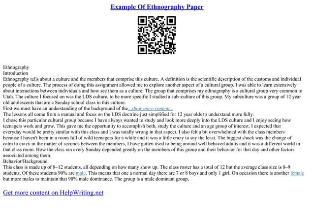 Ethnographic Review Sample | PPT