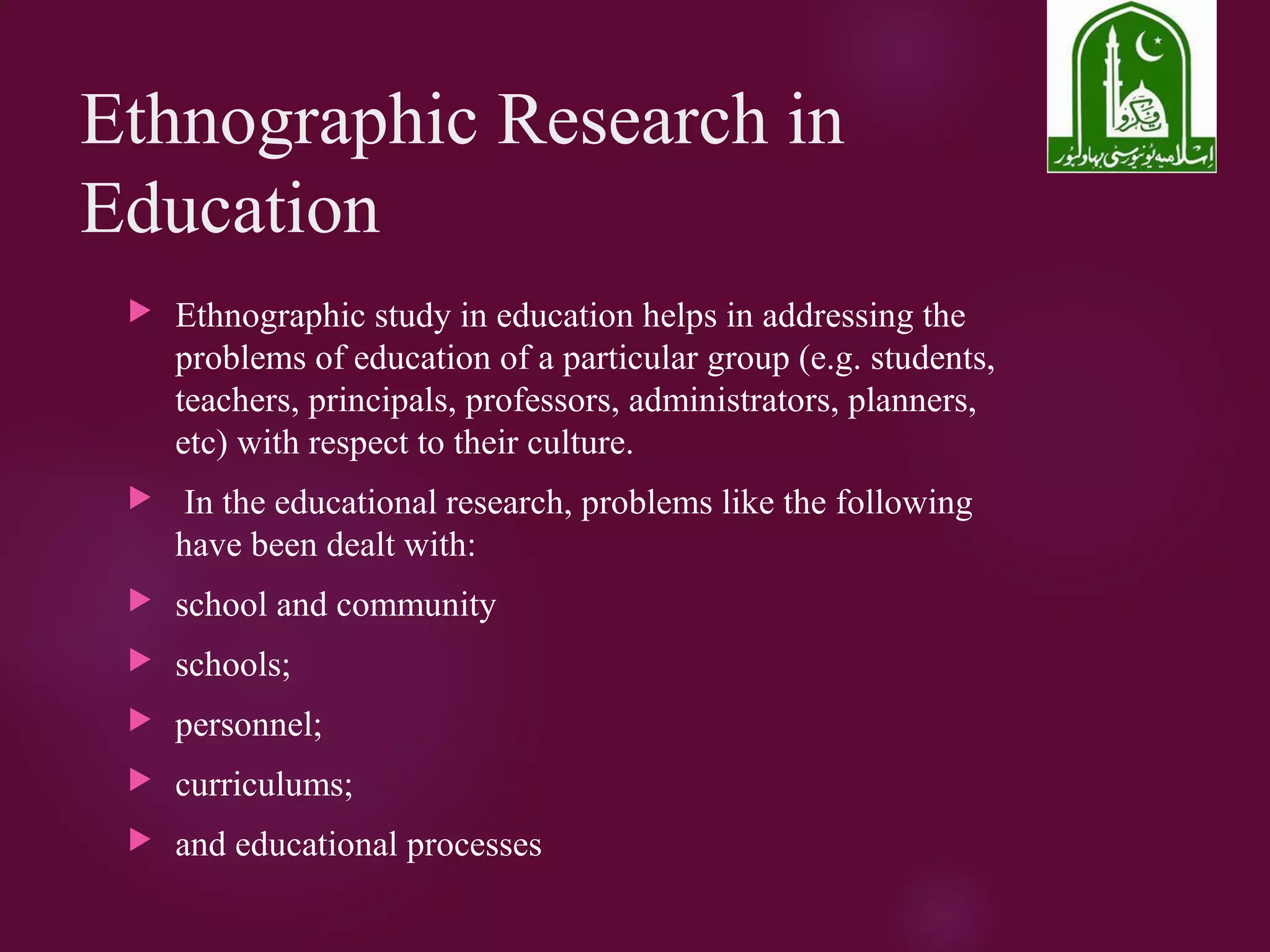 Ethnographic studies by hina kaynat | PPT