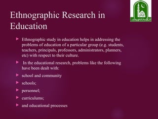 Ethnographic studies by hina kaynat | PPT
