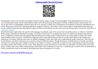 Ethnographic Summary | PDF
