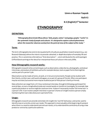 Ethnography | DOCX