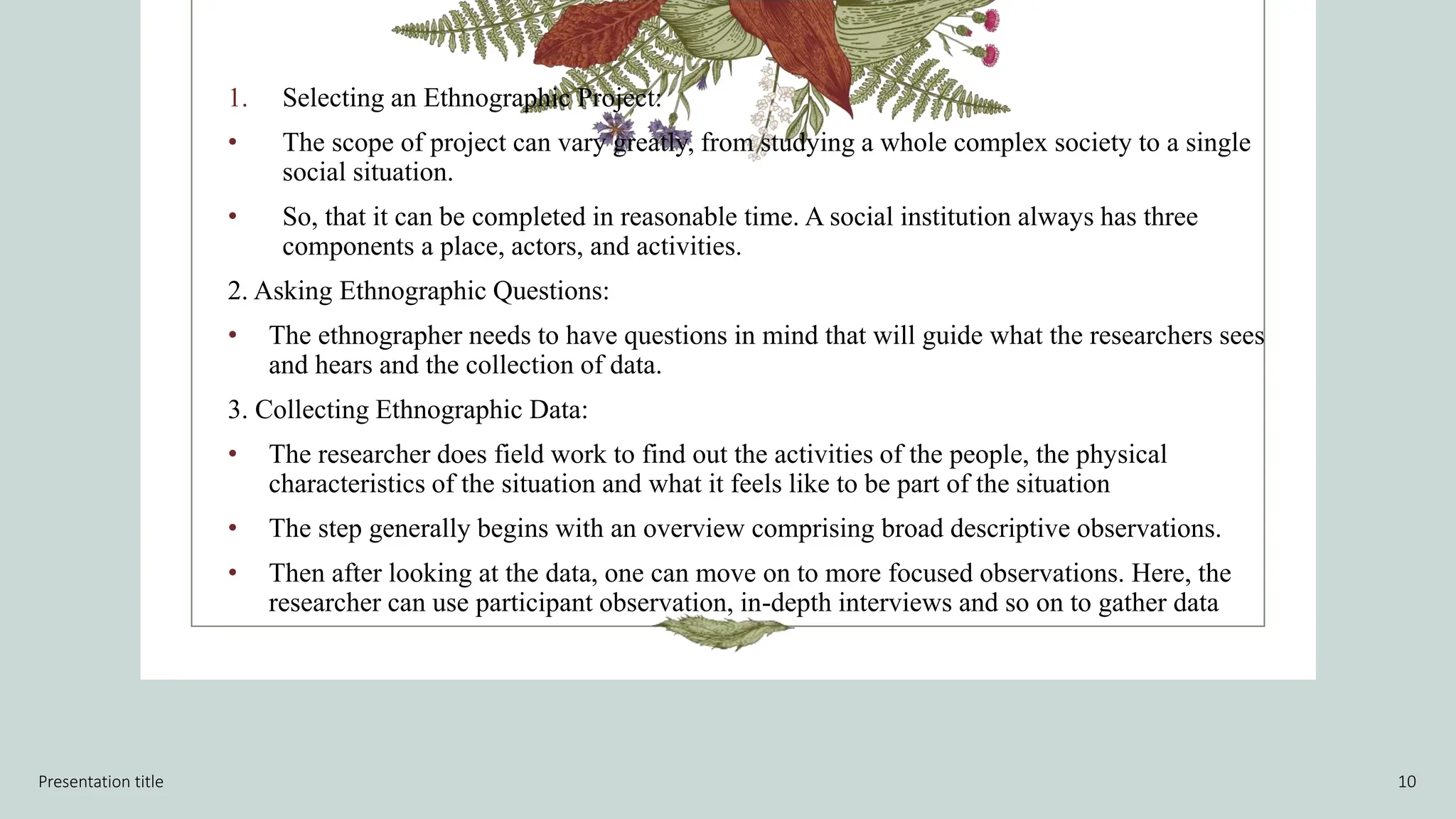 ETHNOGRAPHY. presentation for advanced classroom action research | PPTX