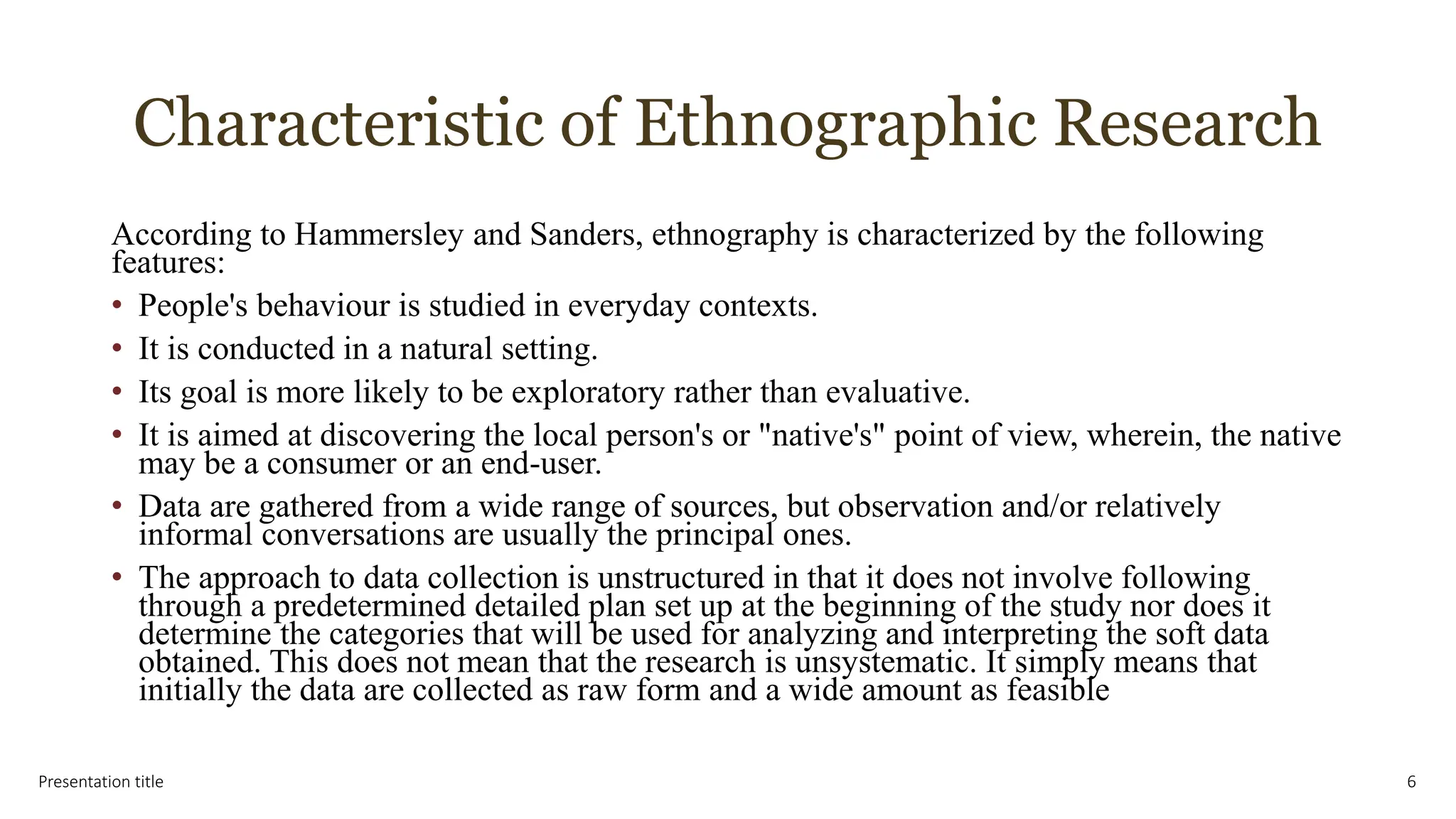 ETHNOGRAPHY. presentation for advanced classroom action research | PPT
