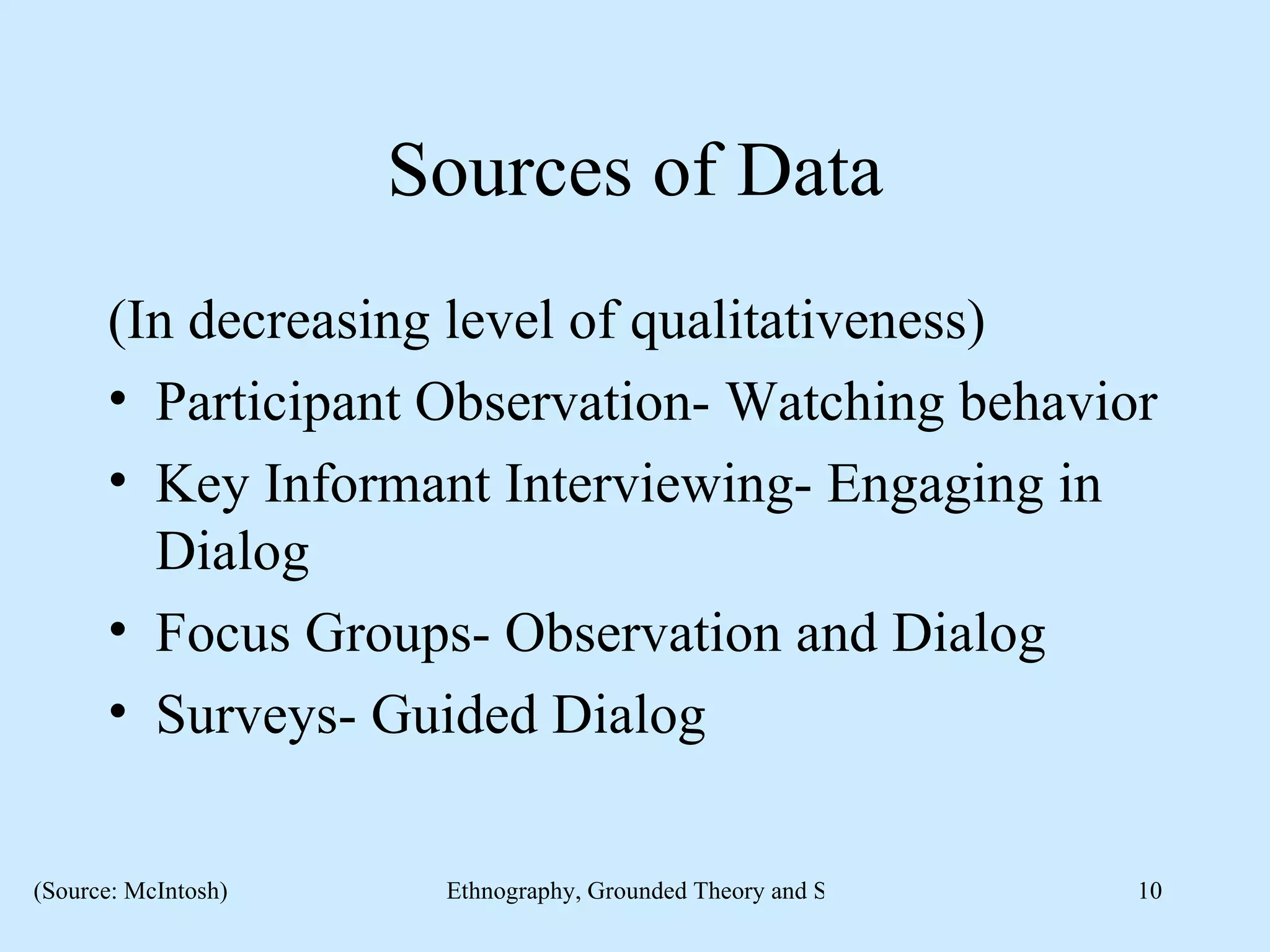 Ethnography, Grounded Theory and Systems Analysis | PPT