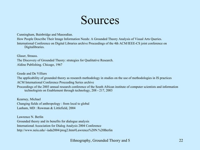 Ethnography, Grounded Theory and Systems Analysis | PPT