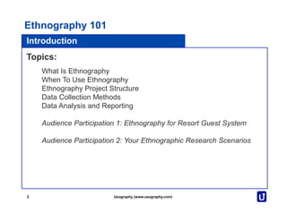 Ethnography 101 by Usography | PDF