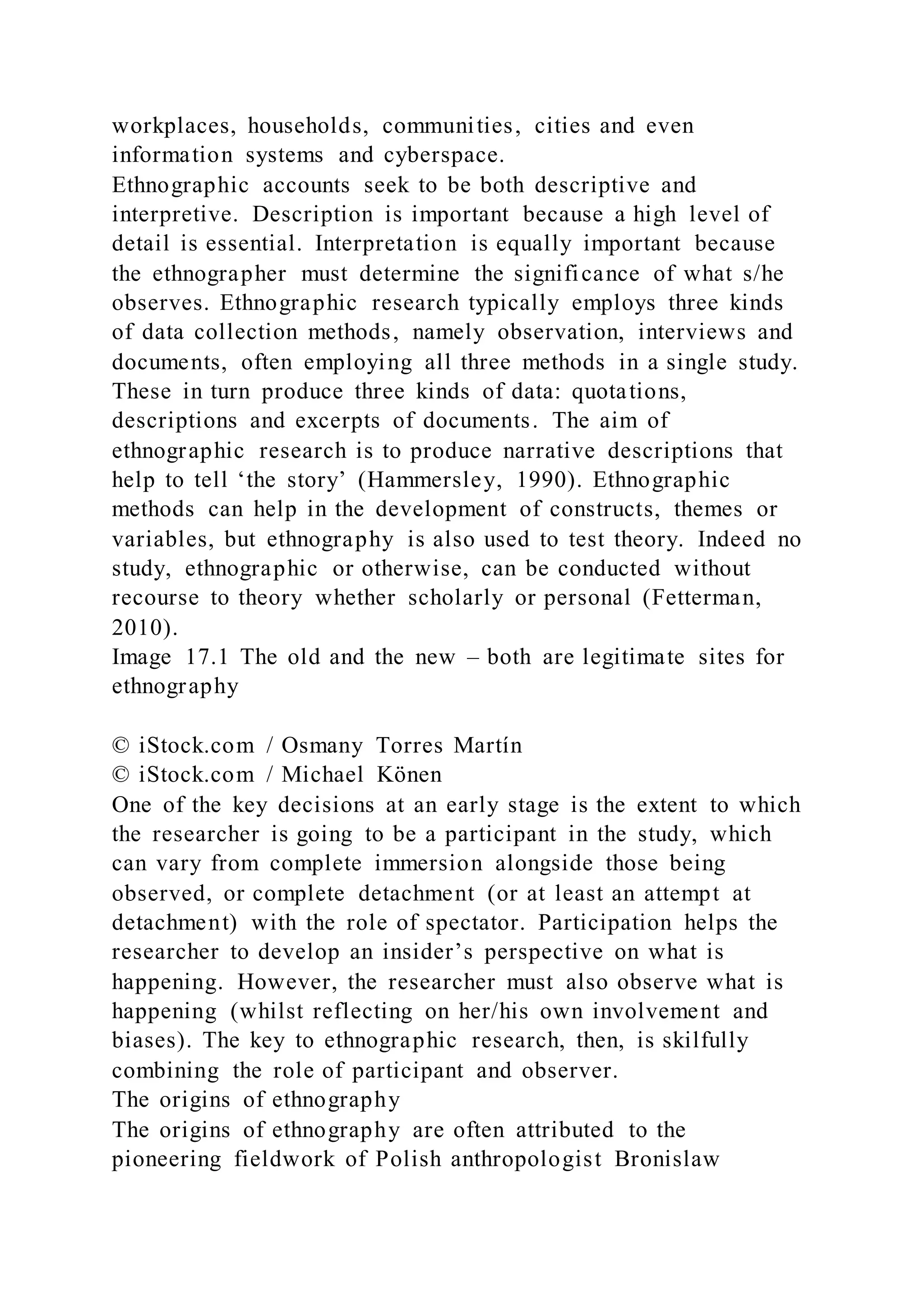 Ethnography is a qualitative research method that seeks to underst | PDF