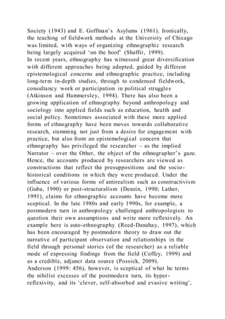 Ethnography is a qualitative research method that seeks to underst | DOCX