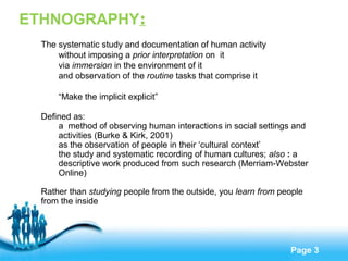Ethnography research 1 | PPT