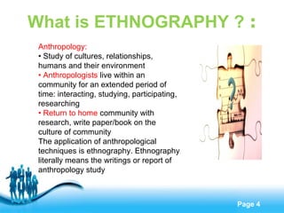 Ethnography research 1 | PPT