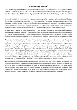 Ethno methodology final | DOC
