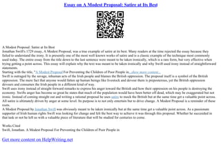 Ethos In A Modest Proposal | PDF