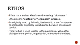 ethos in leadership for business ethics in anna university | PPTX