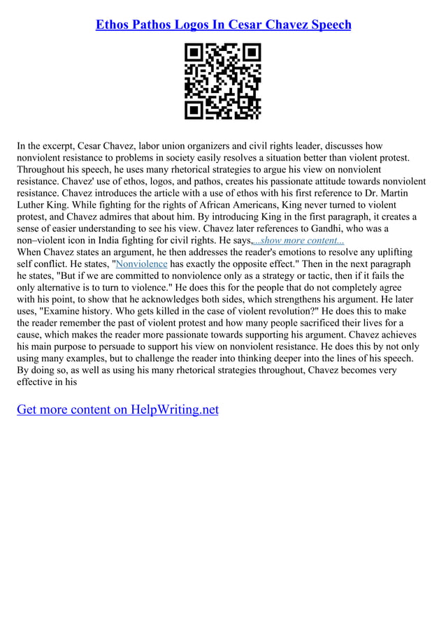 Ethos Pathos Logos In Cesar Chavez Speech | PDF