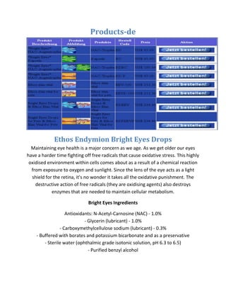 Ethos : Bright eyes products | DOCX