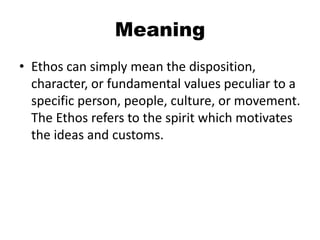 Ethos & values for managers ppt | PPTX | Hinduism | Religion & Spirituality