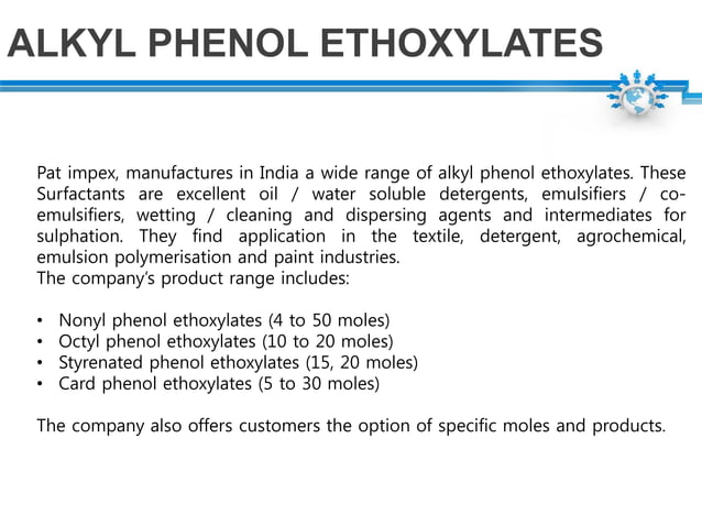 ETHOXYLATES SURFACTANTS CHEMICALS, PAT IMPEX | PDF