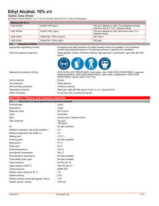 m13 Ethyl alcohol 70% msds sheet | PDF