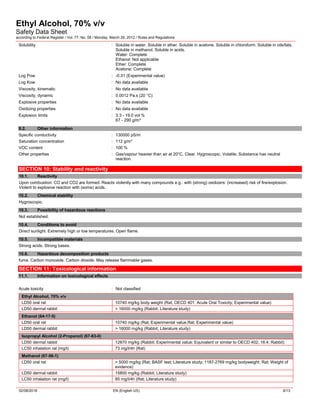 m13 Ethyl alcohol 70% msds sheet | PDF