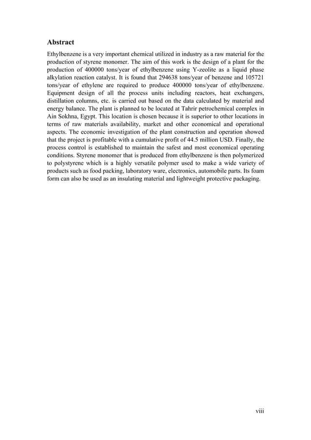 Ethylbenzene capstone project senior project_chemical engineering_port ...