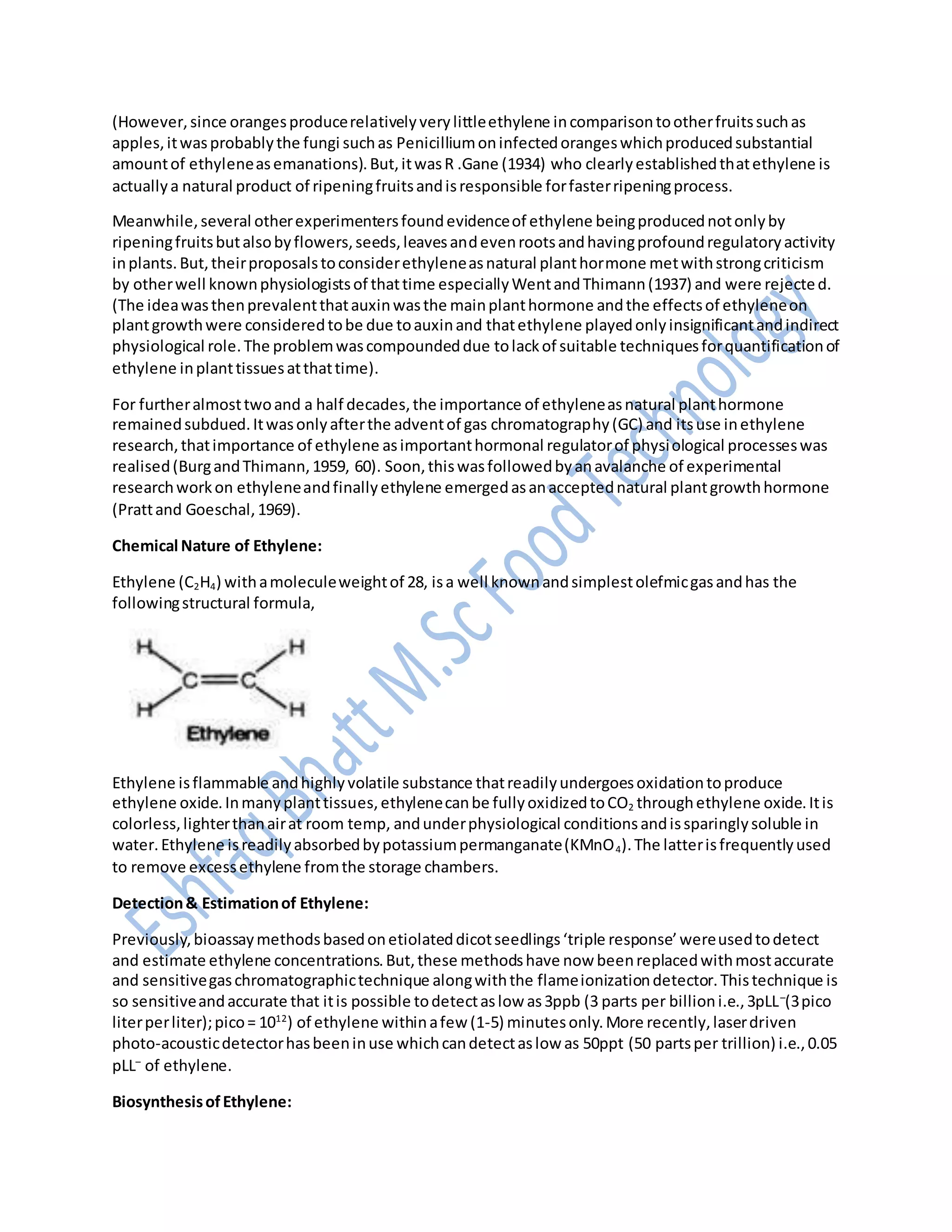 Ethylene Biosynthesis In Plants By Eshfaq Bhatt Docx Agriculture