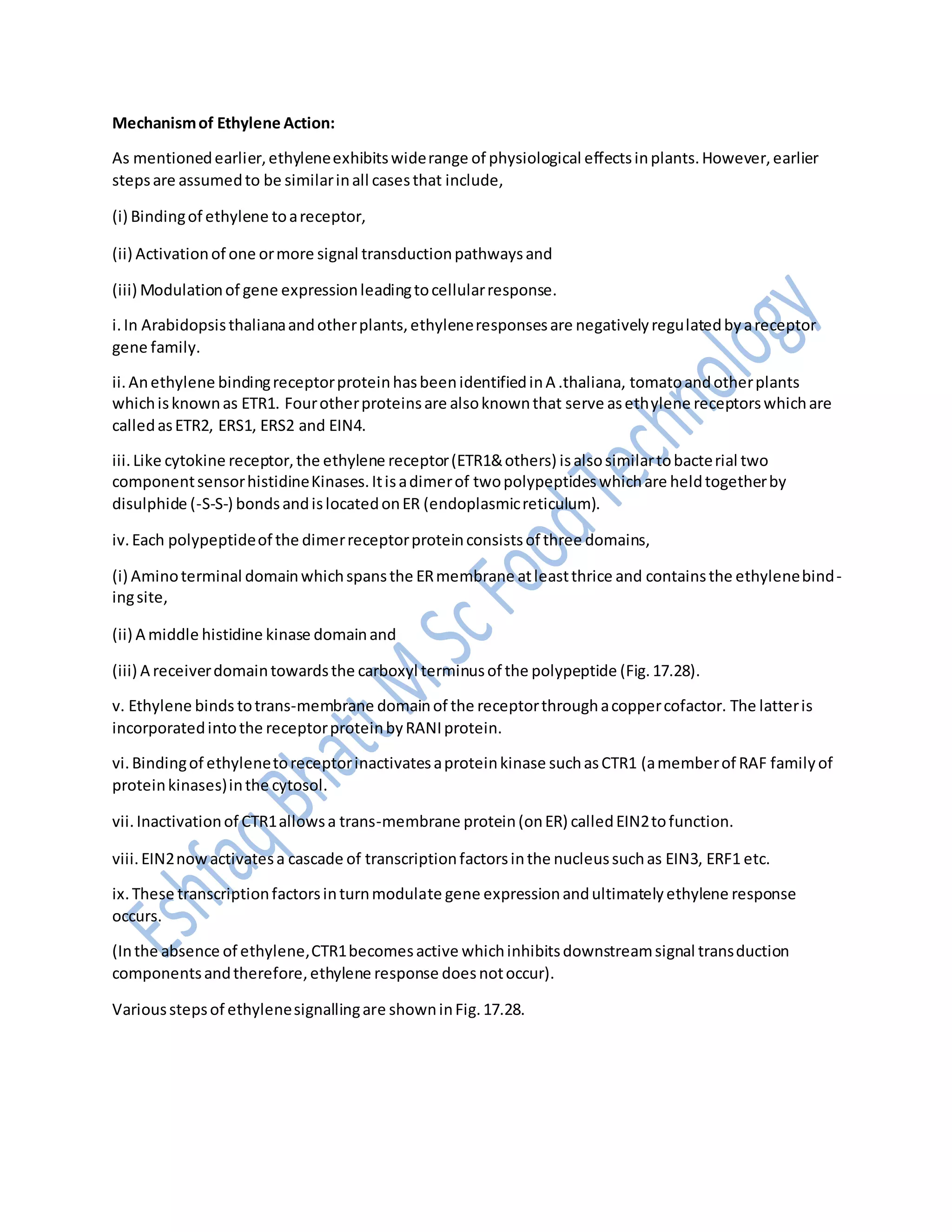 Ethylene Biosynthesis In Plants By Eshfaq Bhatt Docx Agriculture