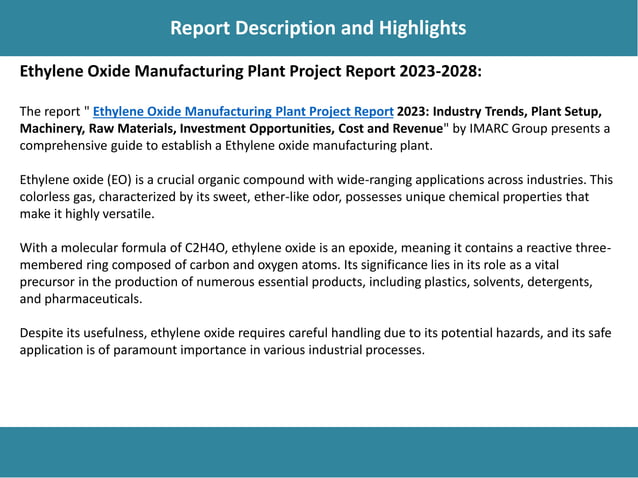 Ethylene Oxide Manufacturing Process | Project Report 2023: Machinery ...