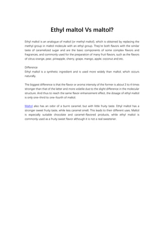 Ethyl maltol vs maltol | PDF