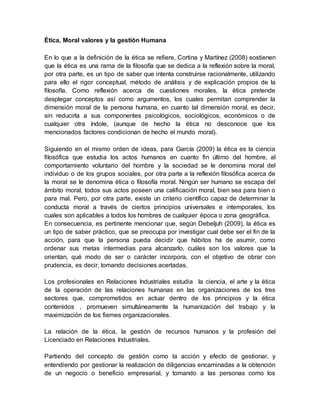 Etica,moral valores y la gestión humana | DOCX