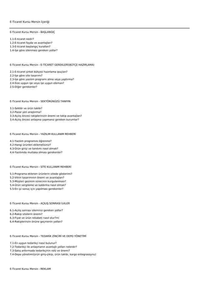 Eticaret kursu-mersin | PDF
