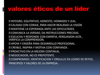 ETICA Y VALORES DE UN LIDER EN NUESTRA SOCIEDAD | PPTX