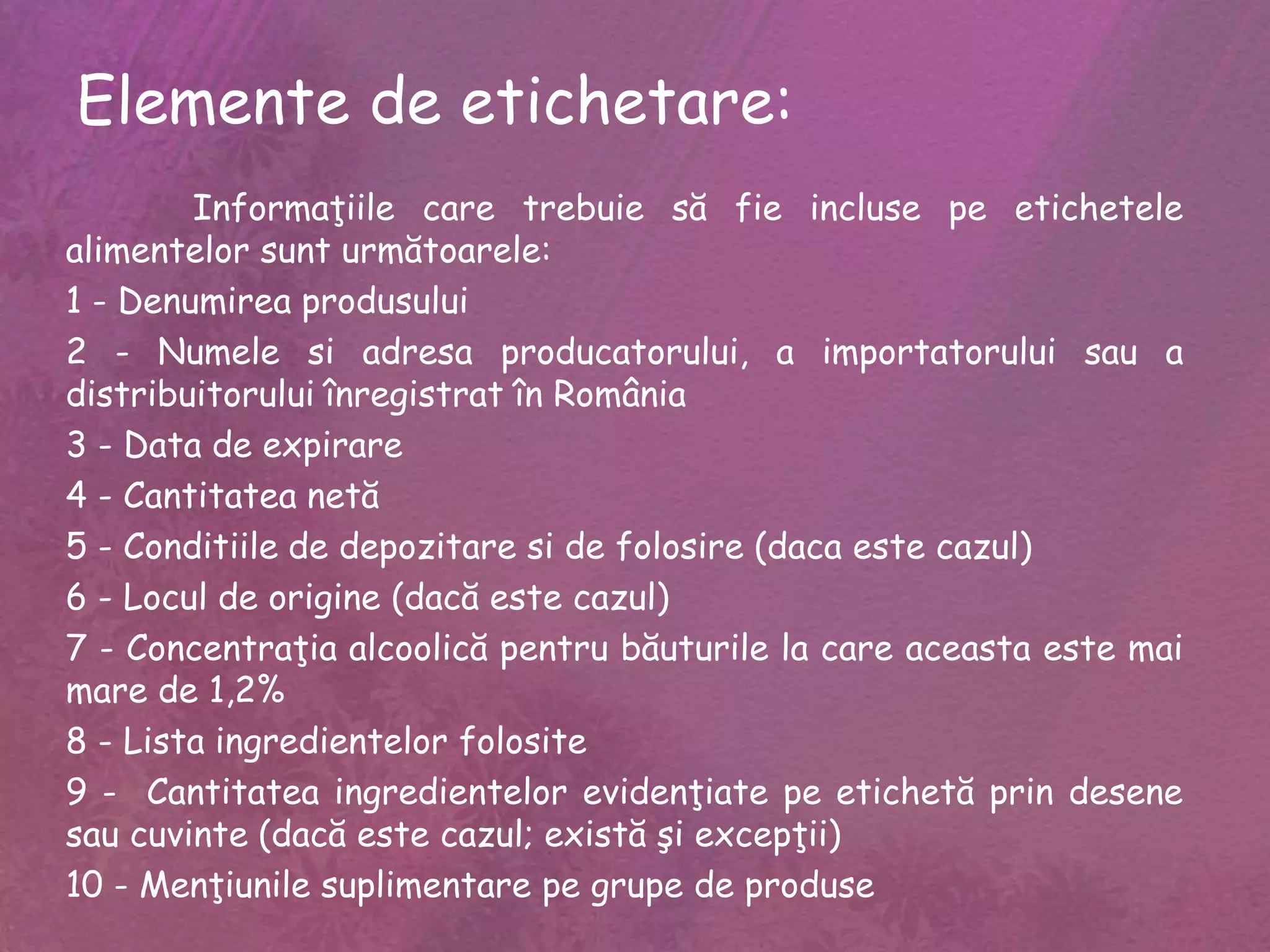 Etichetarea produselor alimentare | PPT