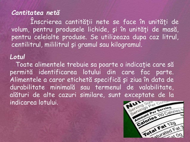 Etichetarea produselor alimentare | PPT