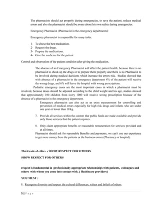 Code of Ethics for Pharmacists and Pharmacy Technicans Project | PDF