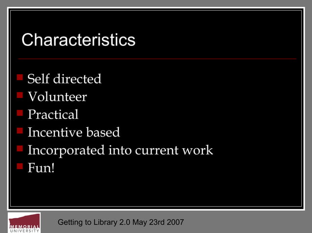 Give ‘em a playground and they’ll learn: Challenge-based technology training in Libraries | PPT