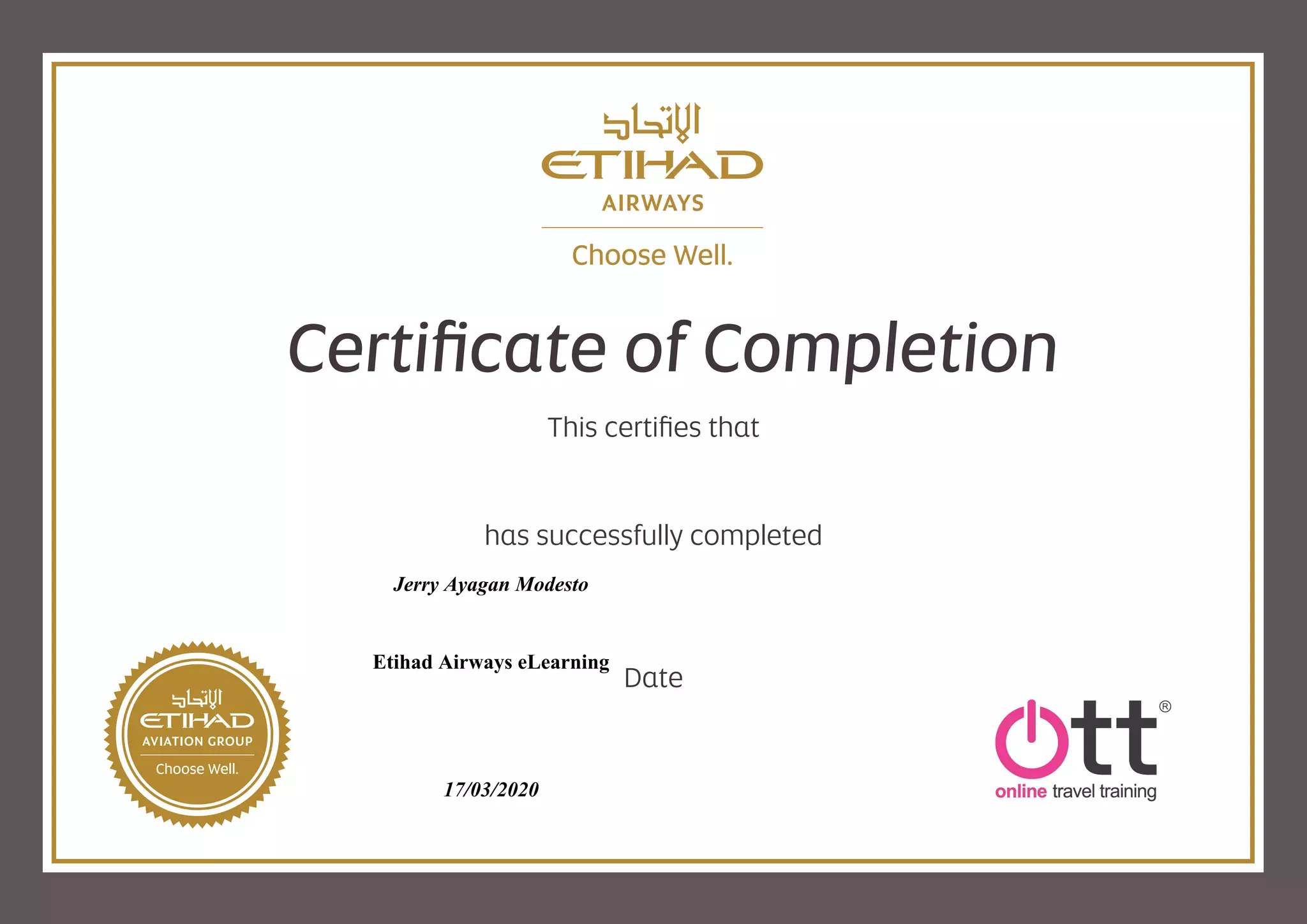 Etihad airways e learning certificate | PPT