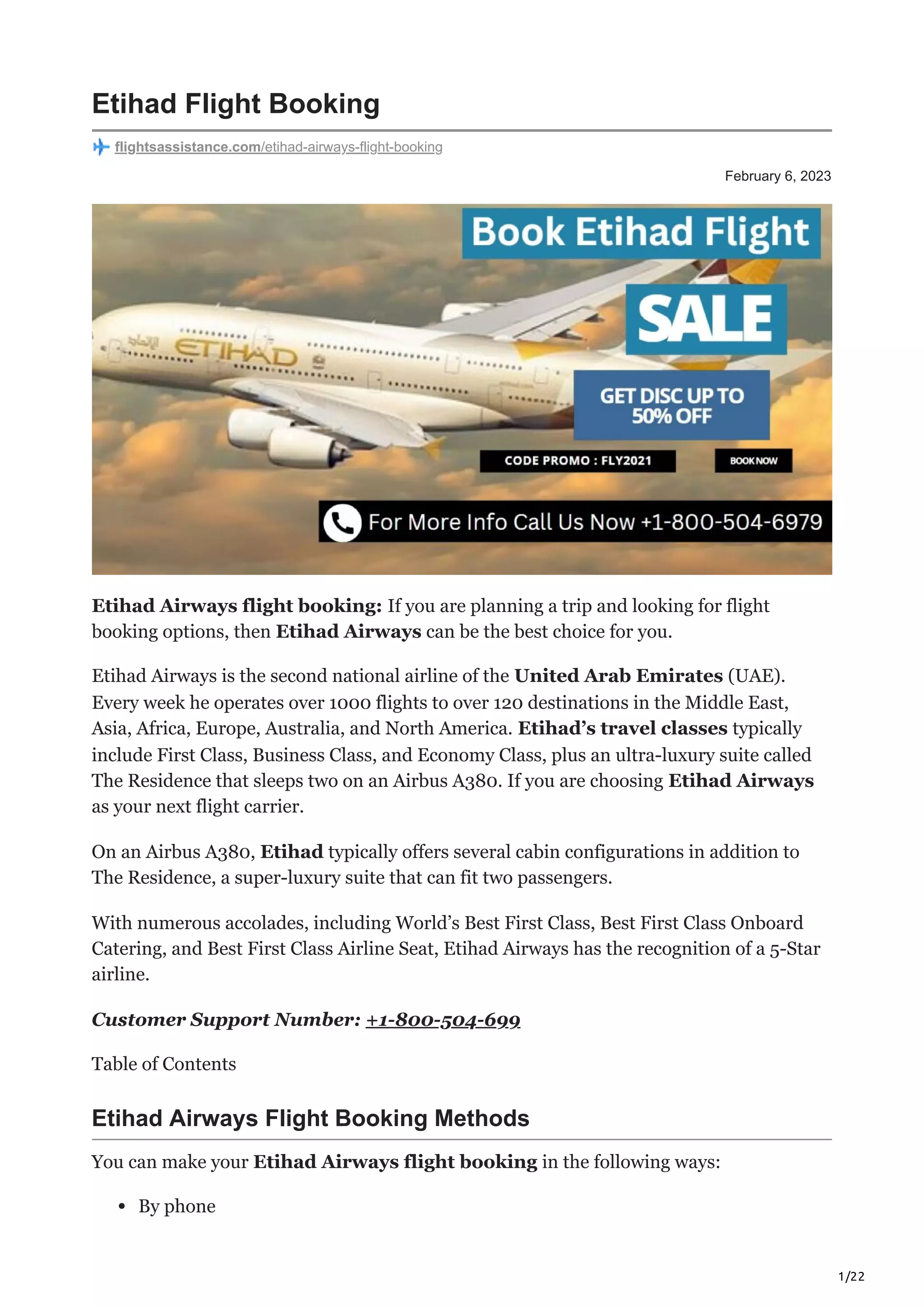 Etihad Flight Booking | PDF