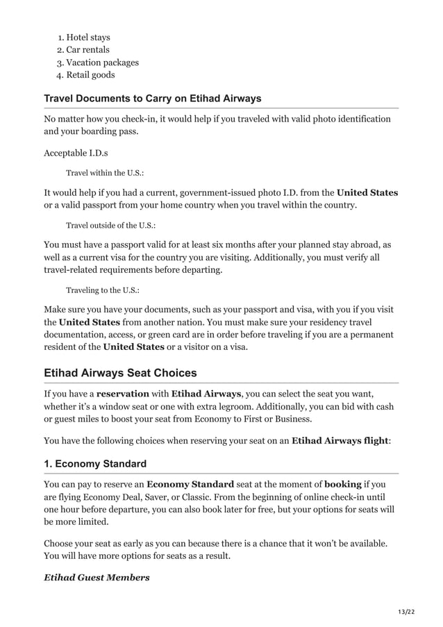 Etihad Flight Booking | PDF