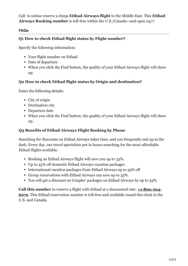 Etihad Flight Booking | PDF