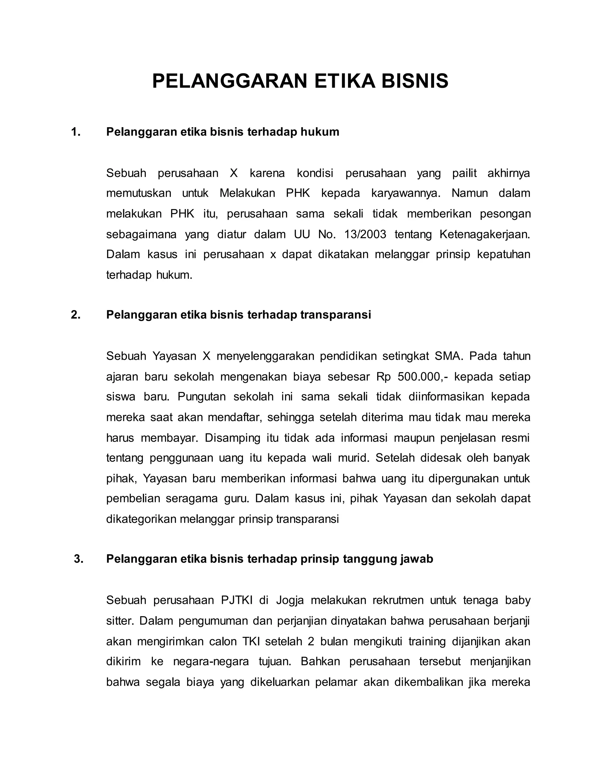 Etika bisnis | DOCX
