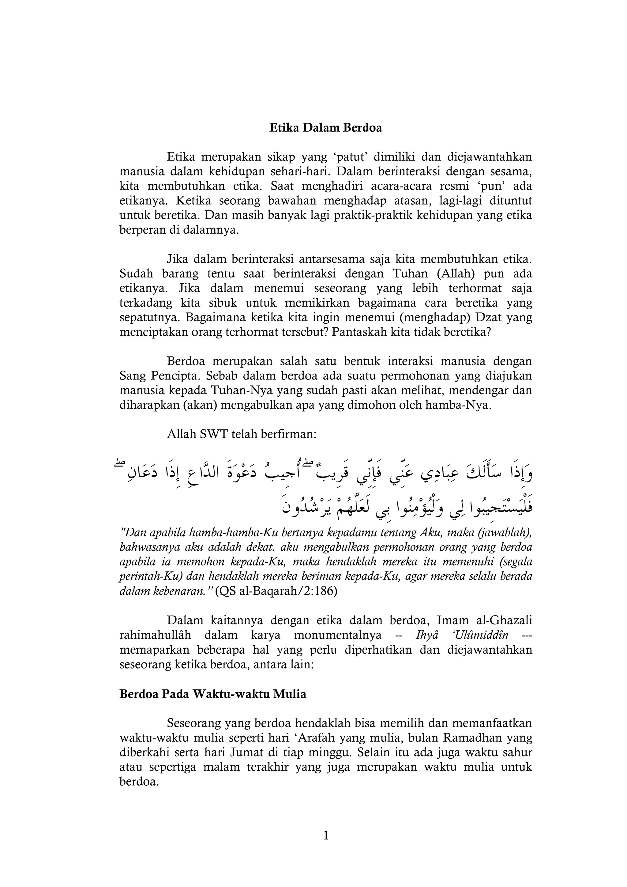 Etika dalam berdoa | PDF